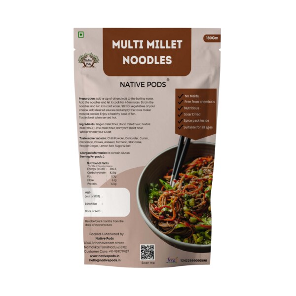 Native Pods Multi Millet Noodles - Not Fried, No MSG -No Maida - Pack of 1- 180g - JioMart