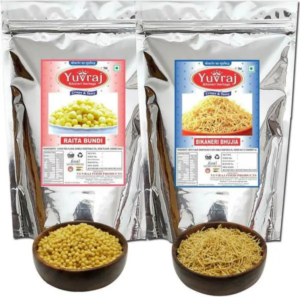 Yuvraj Bikaneri Bhujiya and Raita Boondi Famous Bikaneri Namkeen Combo ...