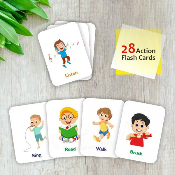 Clapjoy Multicolor Double Sided Flash Cards For Kids -Action - 24 ...