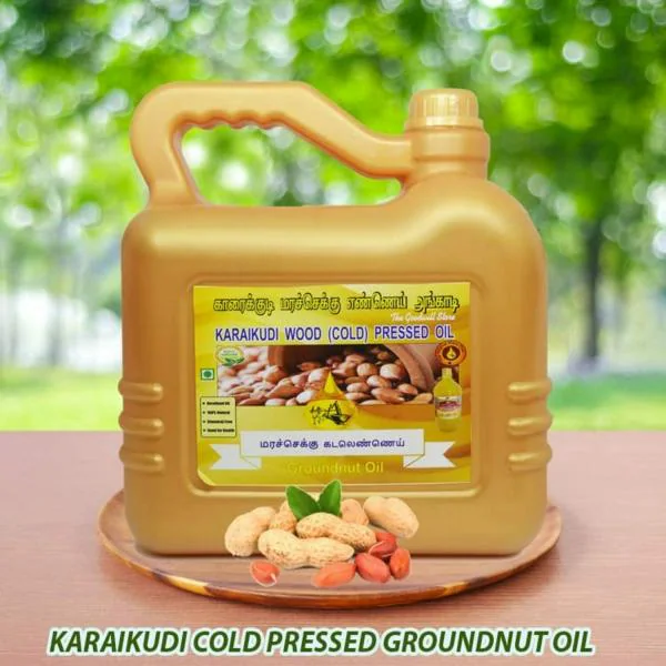 Karaikudi Wood Cold Pressed Groundnut Oil 5L (Marachekku Kadalai Ennai ...