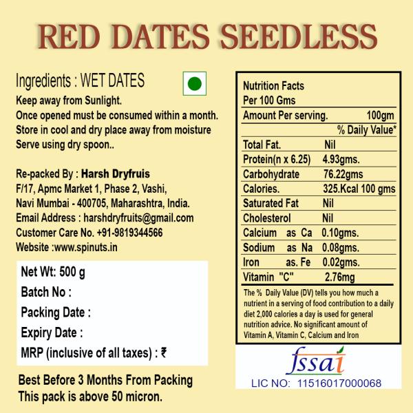 Spinuts Red Seedless Dates - 500 g - JioMart