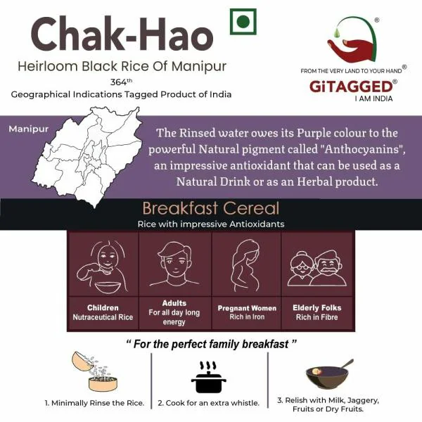 GiTAGGED Black Rice, Chak Hao, Forbidden Rice of Manipur - 1kg - JioMart