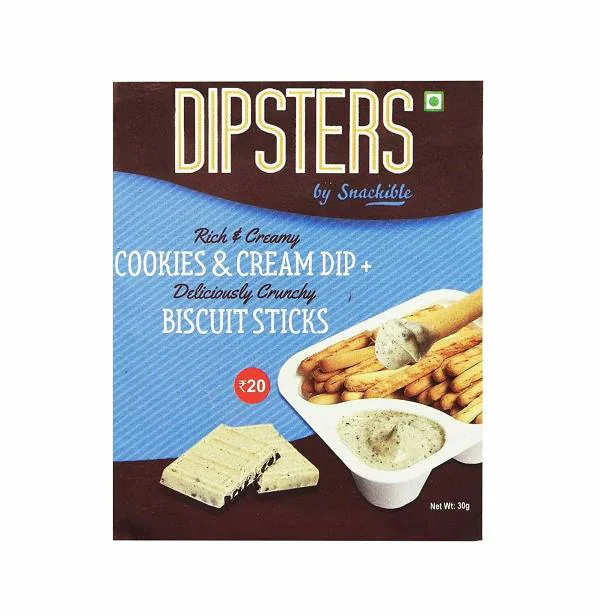 Snackible Dipsters Biscuit Sticks with Cookies and Cream Dip (Pack of ...