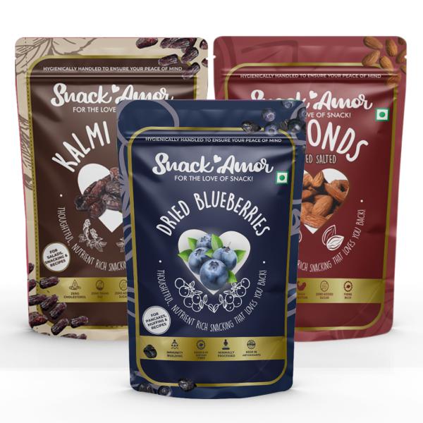 SnackAmor Combo Pack of International Kalmi Dates, Blueberry & Roasted ...