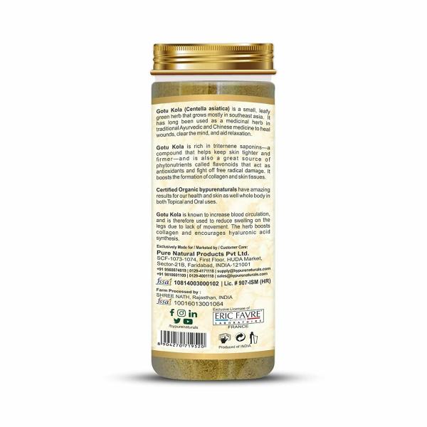 BYPURENATURALS 100% Natural Herbal Organic Gotu Kola Powder 100gm pack ...