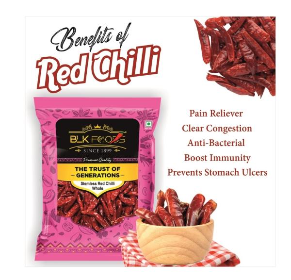 BLK Foods Select Stemless Red Chilli Whole (Hot / Teekhi / Tadka Mirch ...