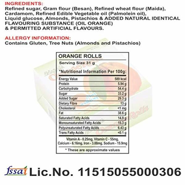 Bhagats Heera Sweets Son Roll with Orange Flavour Vegetarian 500 g ...