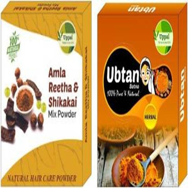 Uppal Natural Amla, Reetha, Shikakai Mix Powder With Ubtan Batna Powder ...