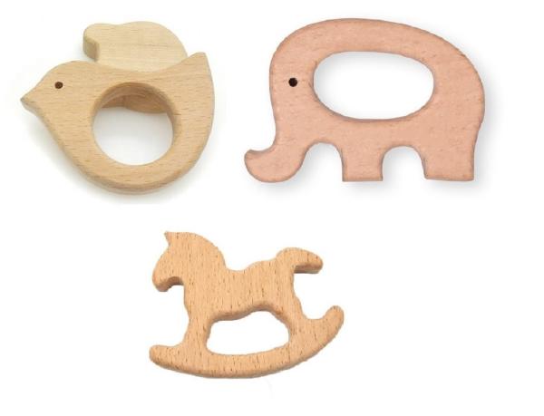 Enorme Organic Non Toxic Wooden Teethers For Babies ( Bird, Elephant ...