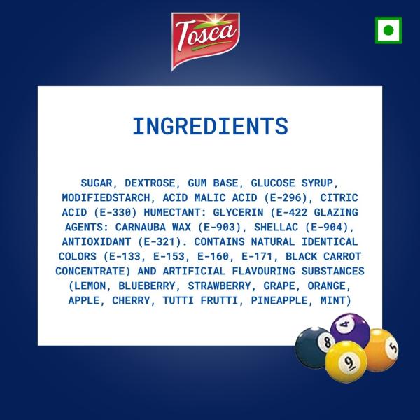 Tosca Pool Balls Bubble Gum Candy | Fruit Flavoured Bubble Gum (20 ...