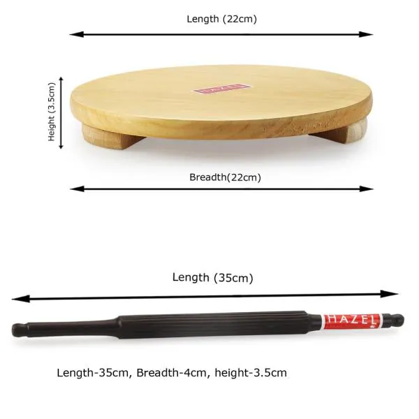 HAZEL Wood Polpat Chakla Roti Chapati Maker 21 cm With Sheesham Roti ...