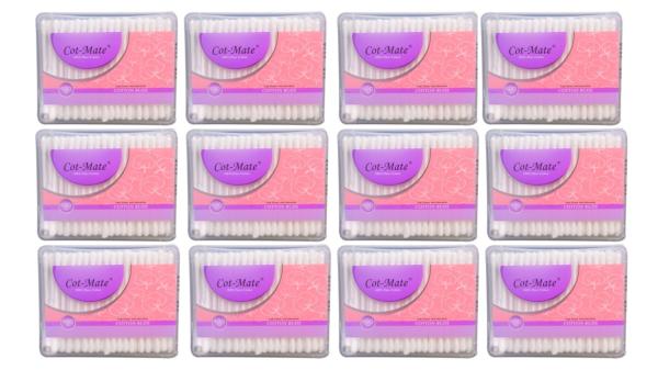 COT-MATE Cotton Buds 200 sticks 400 tips in rectangular flip top box ...
