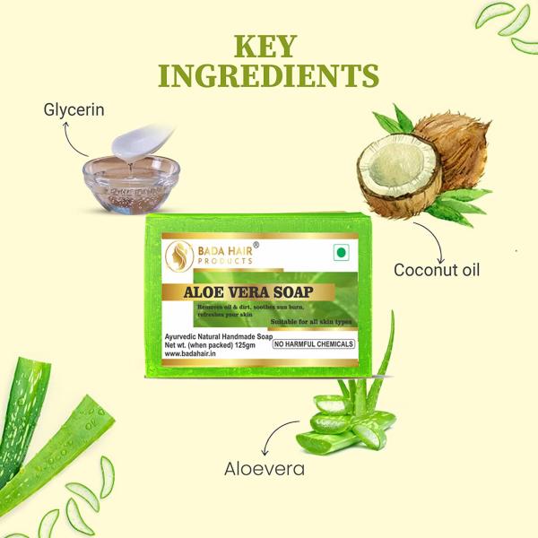 Badahair Aloe Vera Handmade Bath Soap With Vitamin E, Glycerine, 125 G ...