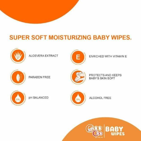 Coo Coo Baby Wet Wipes, Soft Moisturizing with Flip-Flope - 80 Count ...