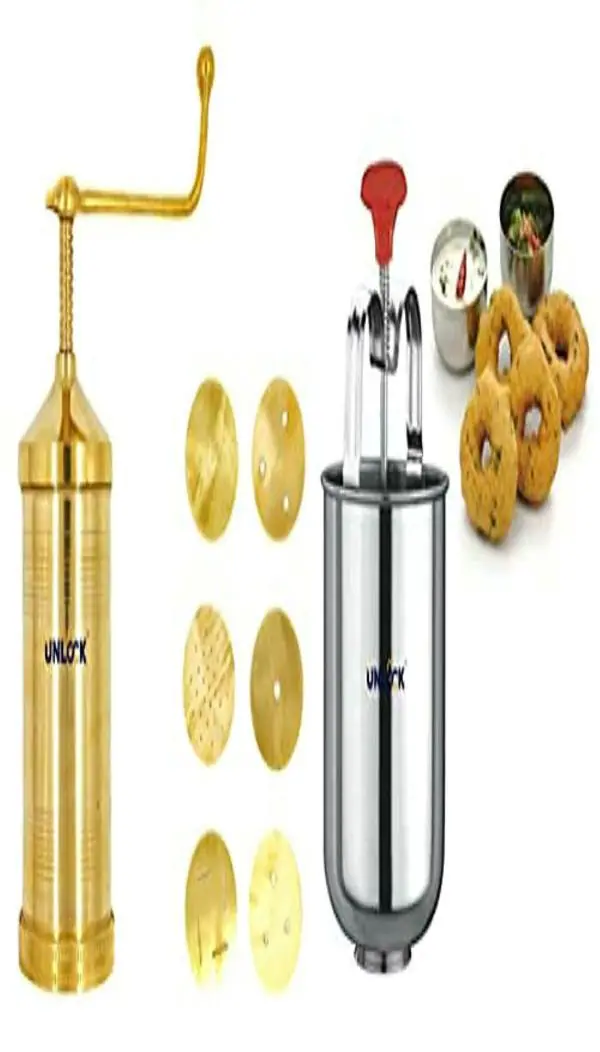UNLOCK New Brass Chakli Maker Idiyappam Press with 6 Jali & Stainless ...