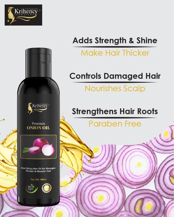 Krihency Cosmoplus Onion hair Oil For Stronger, Thicker & Glossier Hair ...