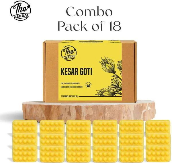 The Herbal Natural Kesar Goti Soap for Men and Women 450g (Pack of 18 ...