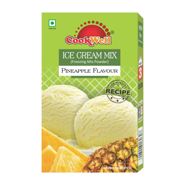Cookwell Ice Cream Mix (Pineapple) | Freezing Mix Powder| Pack of 4 ...
