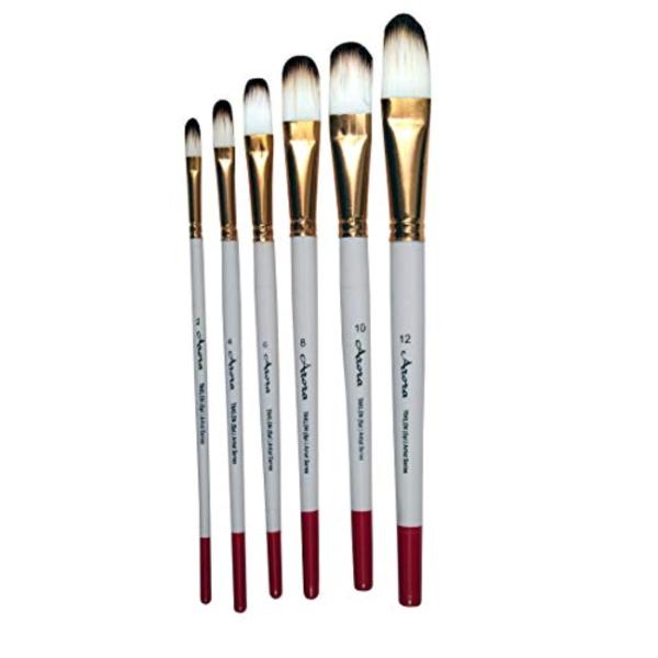 FRKB Synthetic Hair Filbert Tip Paint Brush Set for Watercolor and ...
