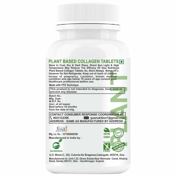 Goa Nutritions GN-PLANTCOLLAGEN-60 Plant Based Collagen Powder Tablets ...