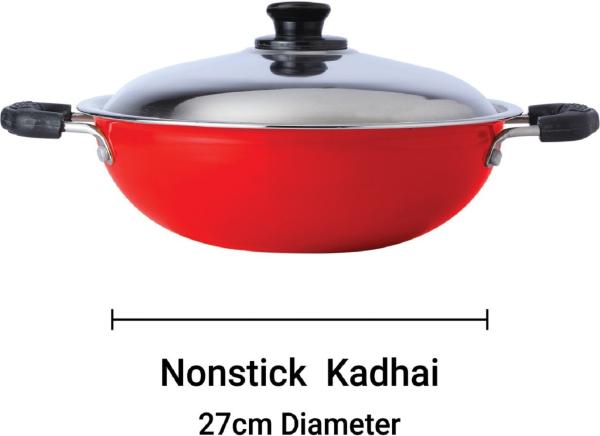 HM EVOTEKNon Stick 3 Layer Coating Kadai Kadhai Works Gas & Induction ...