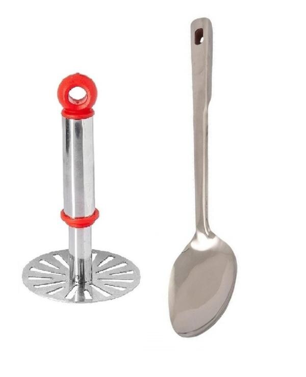 Stainless Steel Pav Bhaji Masher With Stainless Steel Paan Spoons and ...