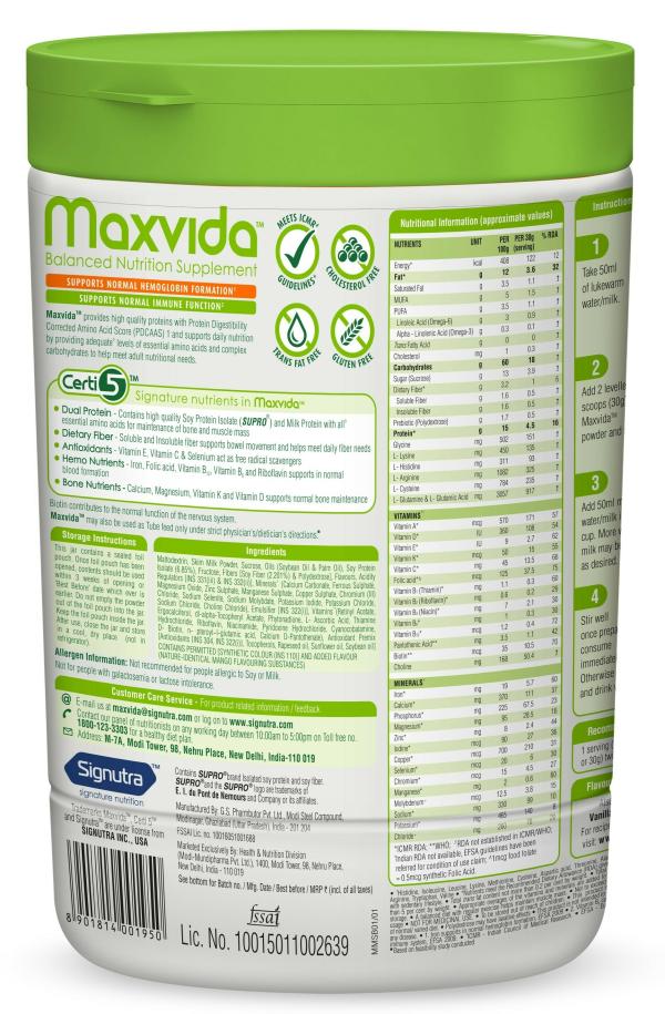 Maxvida Balanced Nutrition Supplement for Adults Jar 400g (Mango) - JioMart