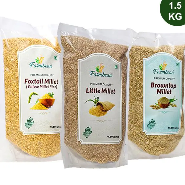 Farmbean Millets Combo 1.5KG Pack of 3| Natural Grains Unpolished ...