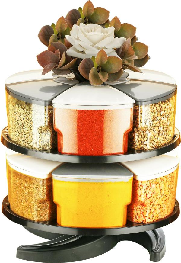 AMBIOUS Grey, White Triangle Plastic Container Set 300 ml - JioMart