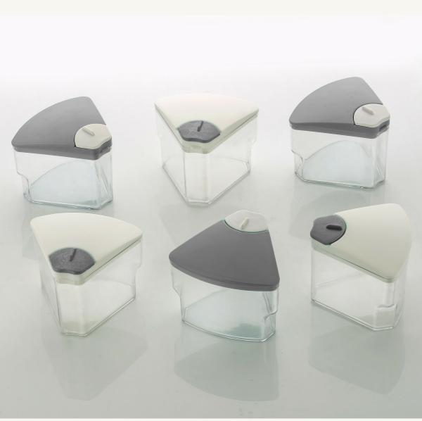 AMBIOUS Grey, White Triangle Plastic Container Set 300 ml - JioMart