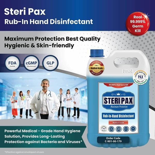 SteriPax Medical Grade Rub-In-Hand Disinfectant Sanitizer Liquid with ...