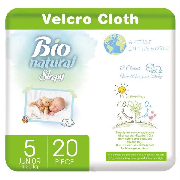 Sleepy Bio Natural Junior Organic And Tape Diapers - Size 5 (11-20 Kg ...