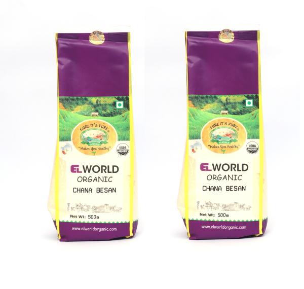 Elworld Agro & Organic Food Products Chana Besan 500gm (Pack of 2 ...