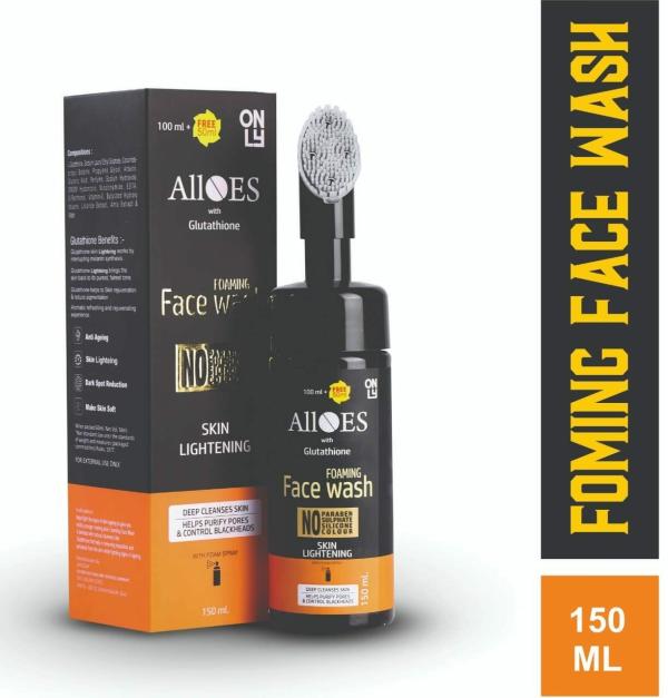 Alloes Foaming Face Wash with Built-in Face Brush and Glutathione for ...