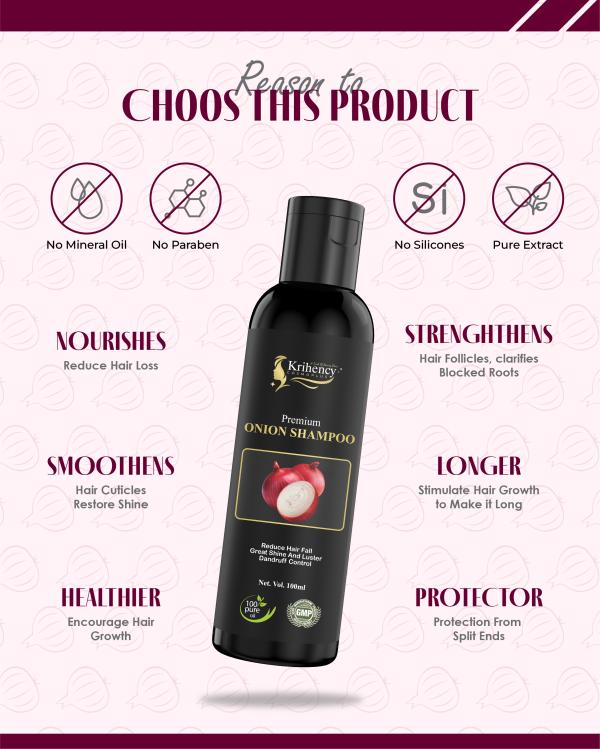 Krihency Cosmoplus Red Onion Hair Shampoo, With Red Onion Oil 100ML ...