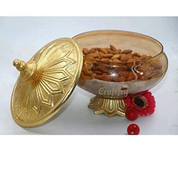 Craftfry Round Traditional Decorative Dry Fruits Storage Glass Jar With ...