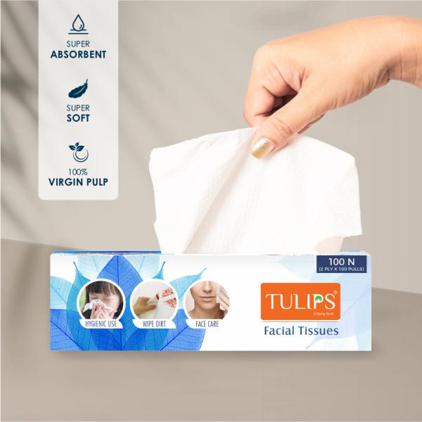 Tulips Facial Dry Tissue Paper 100 Pulls 2 Ply (Pack of 6) - JioMart