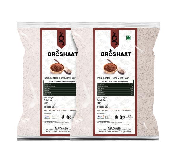 Groshaat Best Quality Ragi Atta-5Kg Each (Pack of 2) (Packing) Finger ...