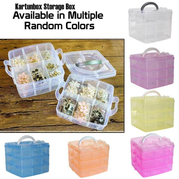 Kartunbox Multicolor Plastic Multi Utility Storage Box With 3 Removable ...