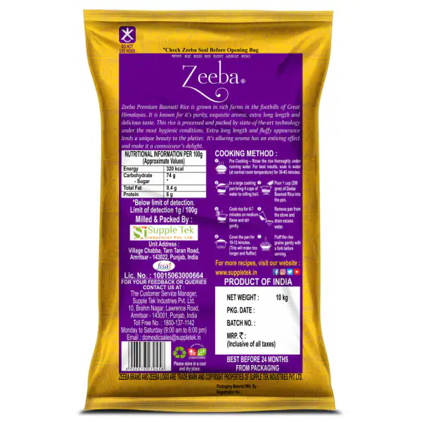 Zeeba Premium 1121 Basmati Rice, 10 Kg - JioMart