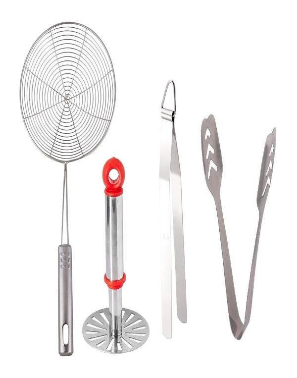 Wofier Masher And Stainless Steel Roti Chimta Tong And Momo's Tong ...
