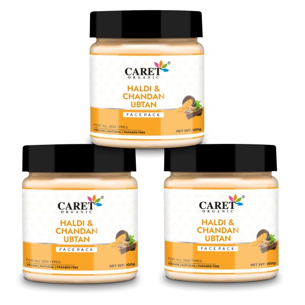 Caret Organic Haldi & Chandan Ubtan Face-Pack With Natural Ingredients Paraben Free (100G)Pack ...