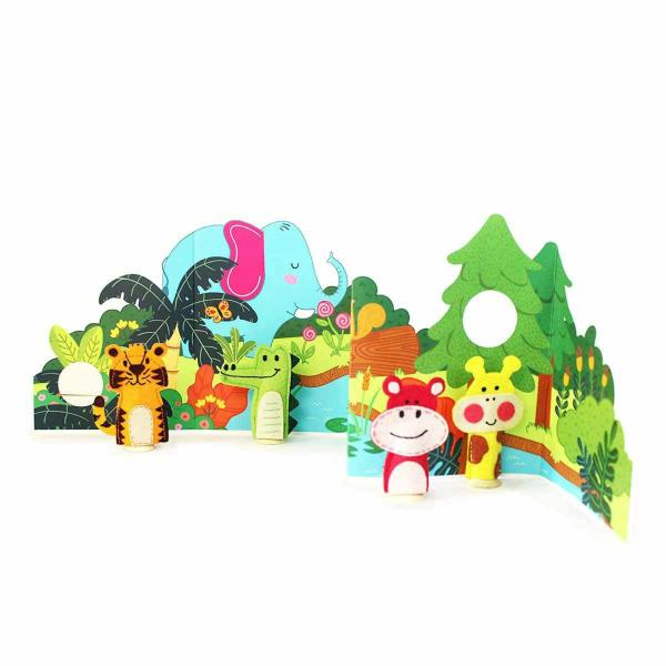 Shumee Multicolor Jungle Adventure Finger Puppets Set With 5 Different ...