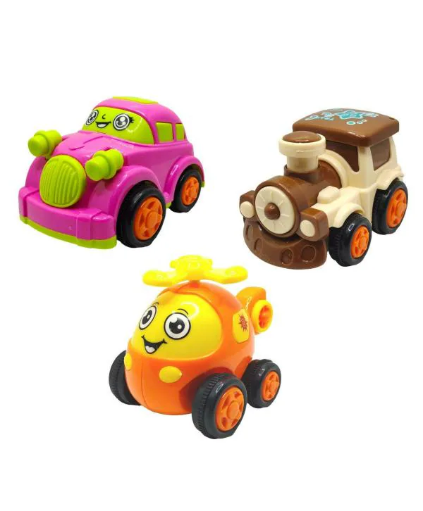 CrackaDeal Unbreakable Friction Powered Toy Set of Car, Train ...