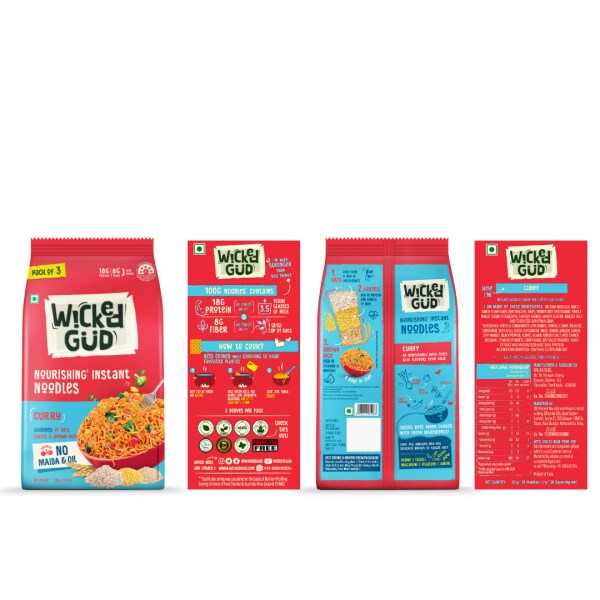WickedGud Nourishing Instant Noodles Range (Schezwan, Curry & Masala ...