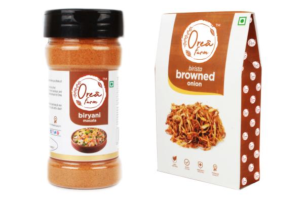 Orea Farm Combo Pack of Biryani Masala Bottle and Birista Browned Onion ...