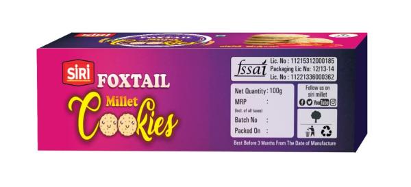 SIRI MILLETS Foxtail Millet Cookie Vegetarian 100 g (pack of 10) - JioMart
