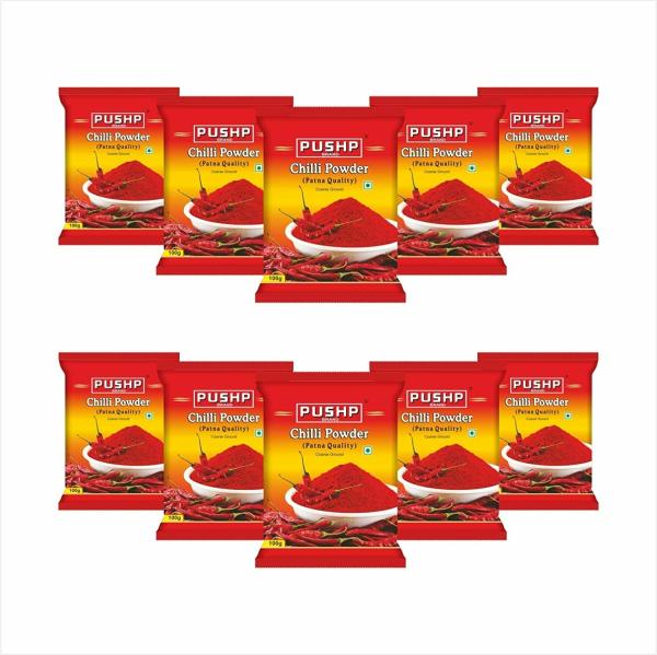 Pushp Brand Coarse Ground Red Chilli Powder (100GM) (Pack of 10) - JioMart