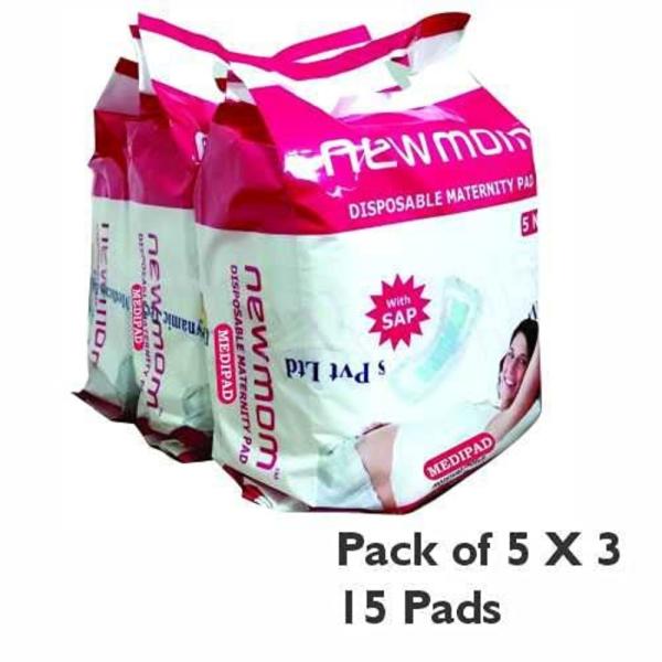 Newmom Disposable Maternity Pad-Value Pack-Pack of 5 X 3-15 Nos (Medi ...