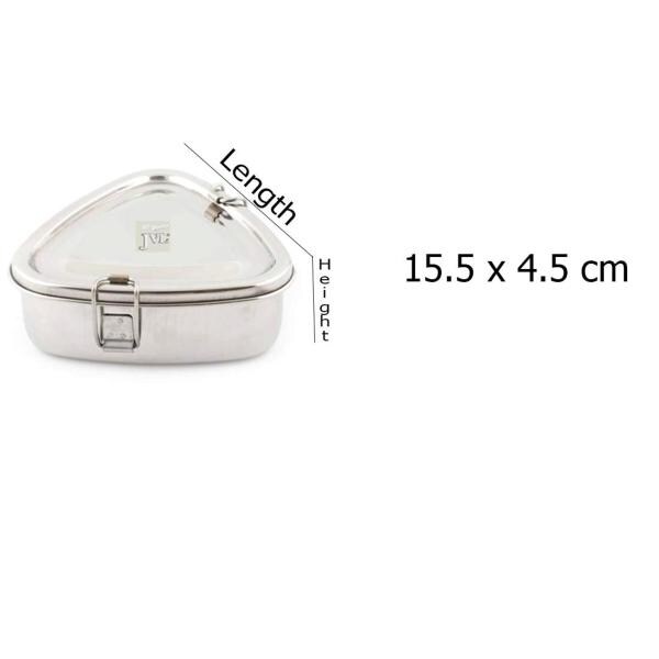 JVL Silver Stainless Steel Medium Size Triangle Single Layer Tiffin Box ...